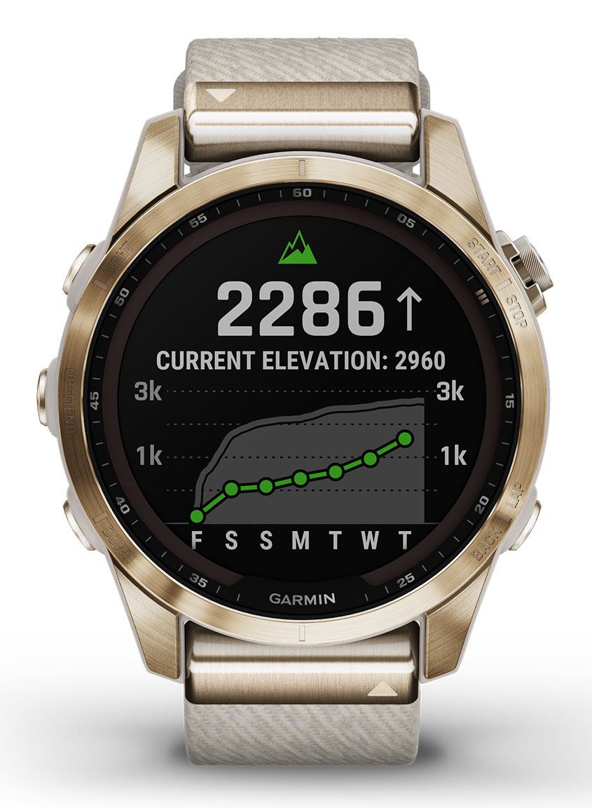 Garmin Fenix 7S Sapphire Solar Cream Gold Titanium with Garmin Fenix 7S Sapphire Solar Cream Gold Titanium with
