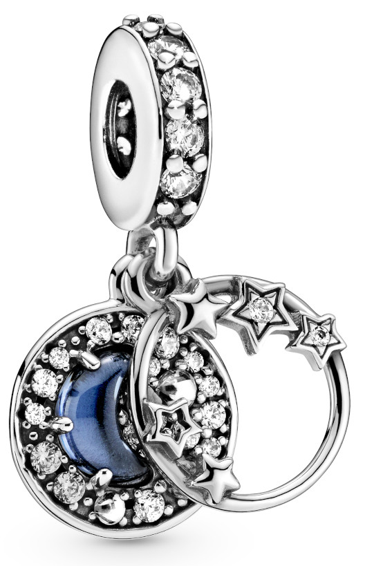 Pandora Sparkling Blue Moon & Stars Heart necklace 399232C01-50 ...
