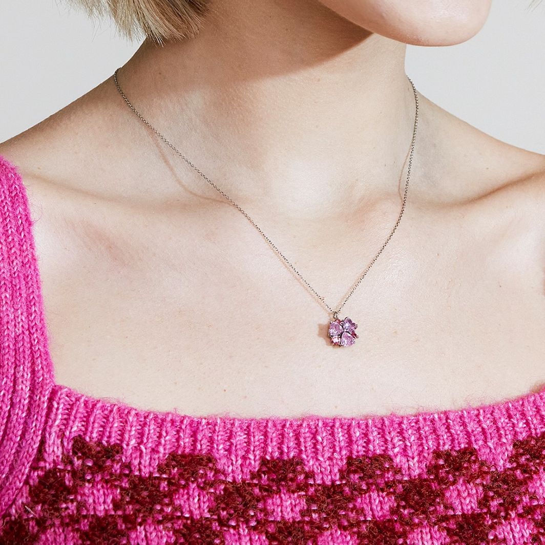 Edblad Heart Sparkle Necklace Pink Steel 125495 - watchesonline.com