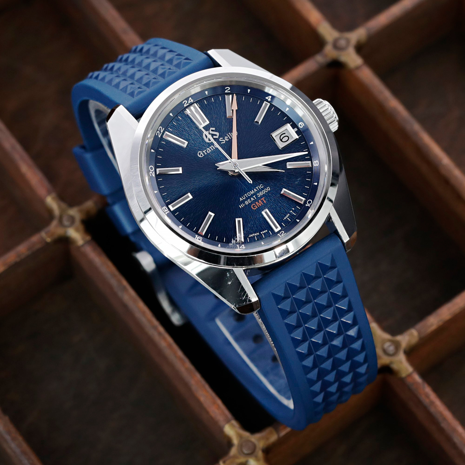 MiLTAT Chaffle Navy Blue FKM Rubber watch strap - watchesonline.com