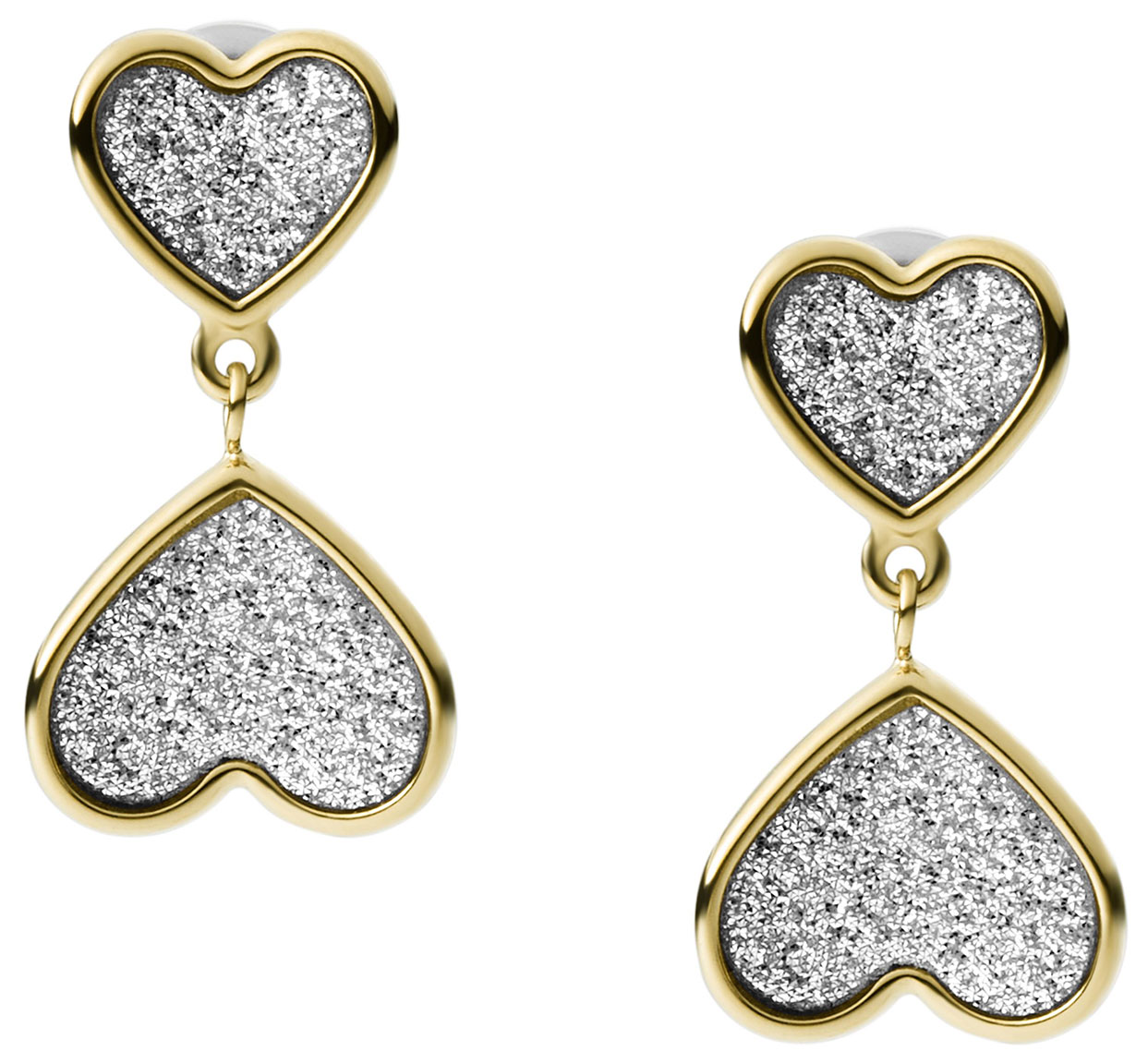 Fossil Sutton Classic Valentine Gold Tone Stainless Steel Heart earrings JF03939710