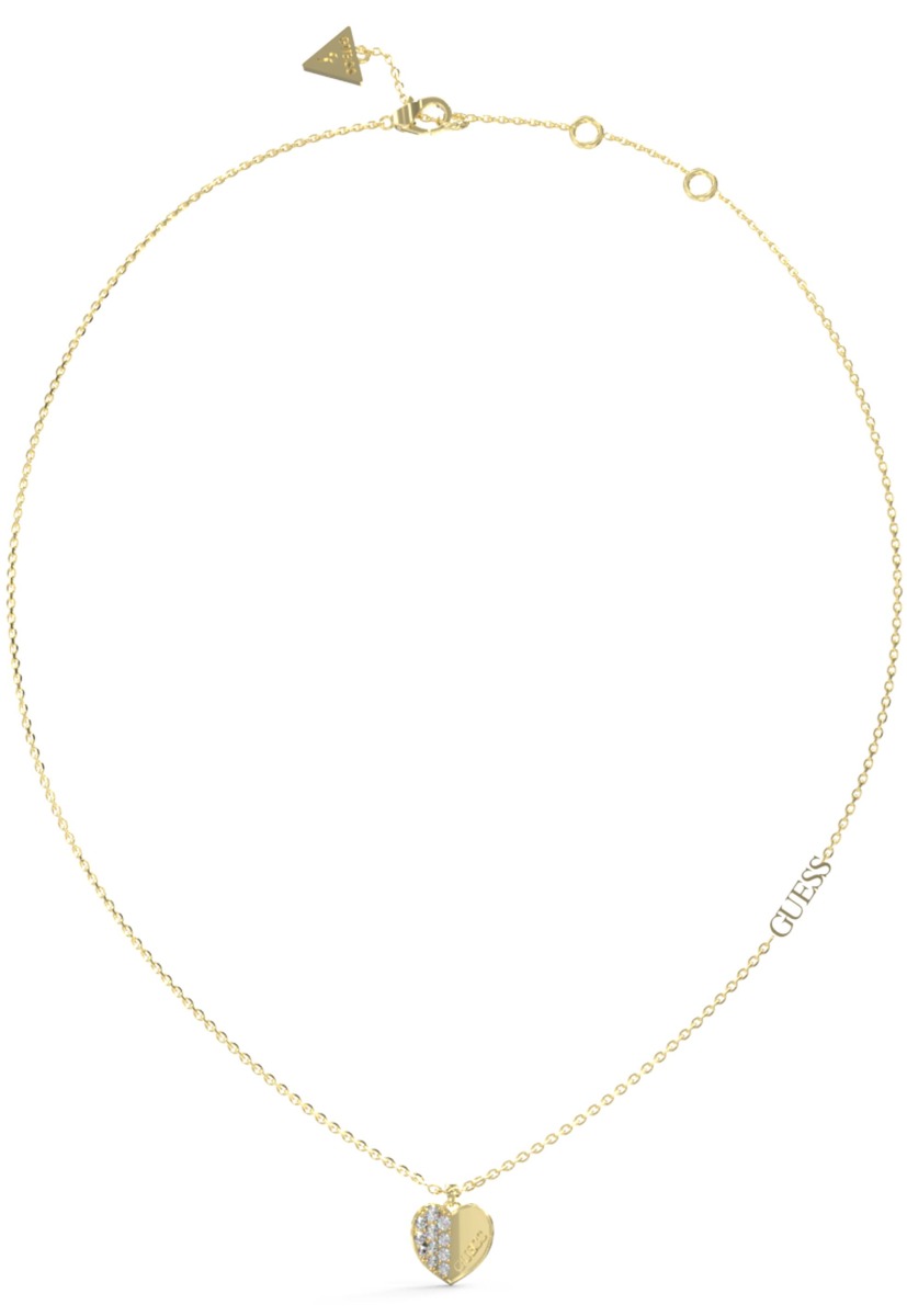 GUESS Lovely gold colored pave heart necklace JUBN03035JWYGT U watchesonline