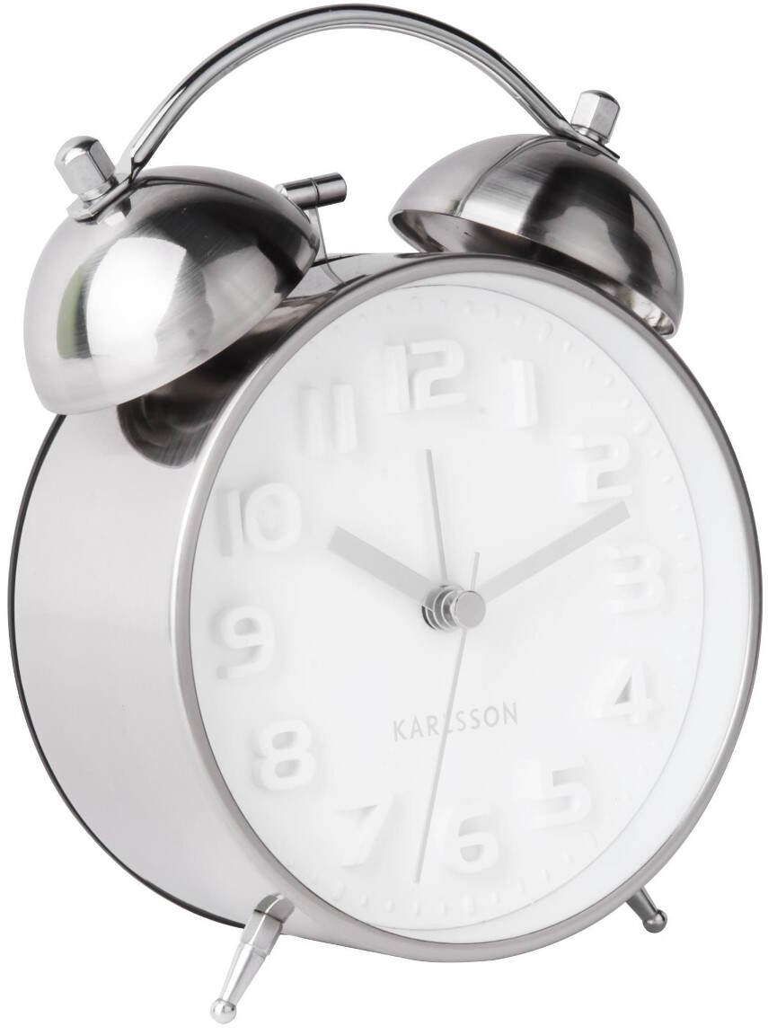 Karlsson Mr. White alarm clock KA5721SI - watchesonline.com