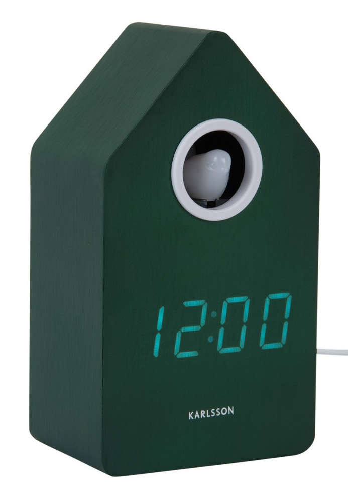 Karlsson alarm clock Cuckoo LED retro green KA6070GR - watchesonline.com