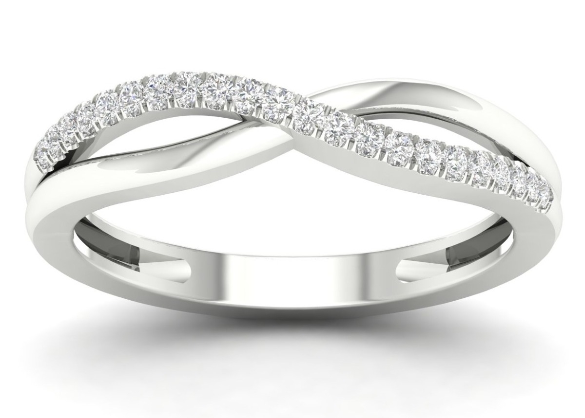 Diamond Wave Crossover Ring 1/8 Ct Tw 10K White Gold Kay