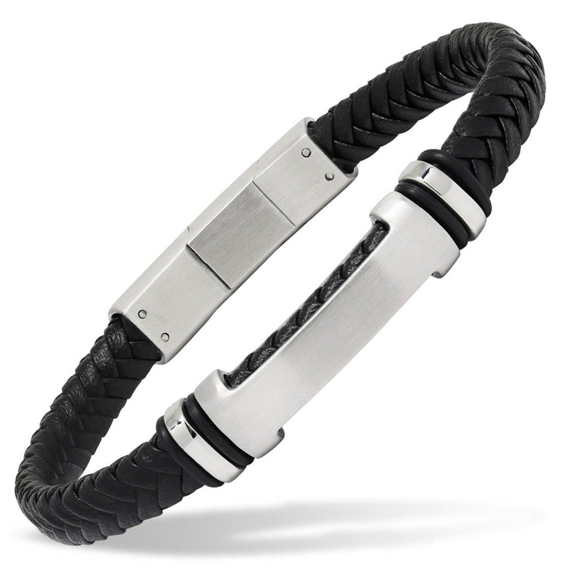Ace of Spades Black Bracelet with Plate Leather/Steel SSLB-115 ...